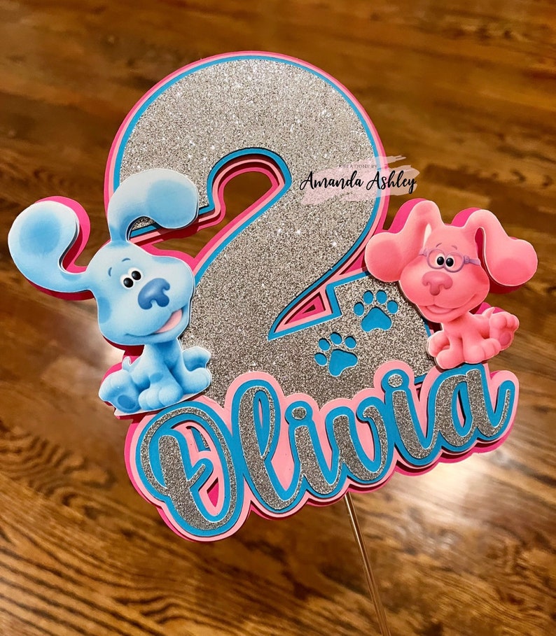 Blues Clues Inspired Cake Topper Blue Magenta Birthday | Etsy