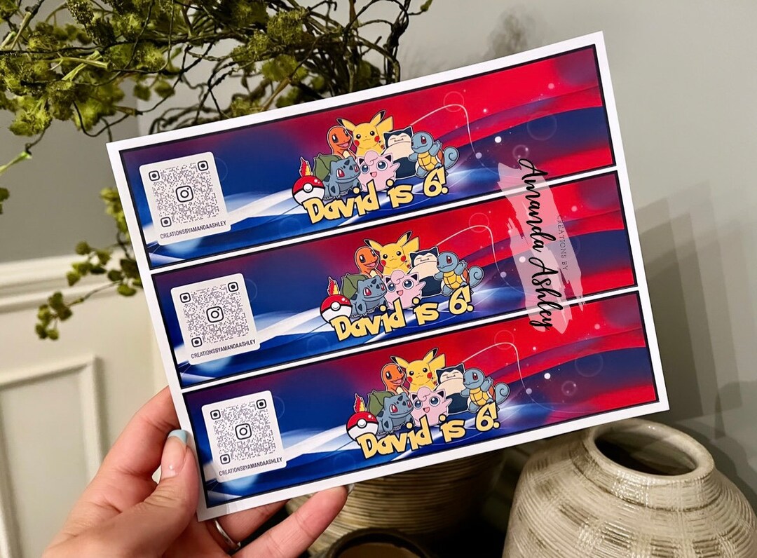 P0k3m0n Waterbottle Labels, Pikachu Party, P0k3m0n Birthday, P0k3m0n ...