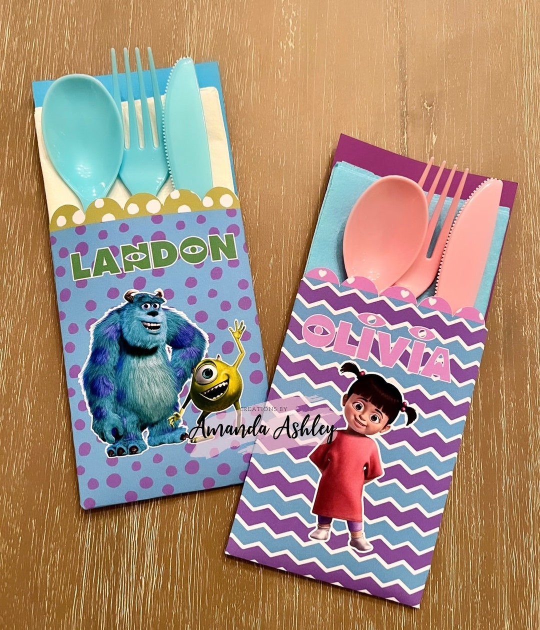 Monsters Birthday Cutlery Pouches, Boo Cutlery, Scare Floor Dinnerware ...