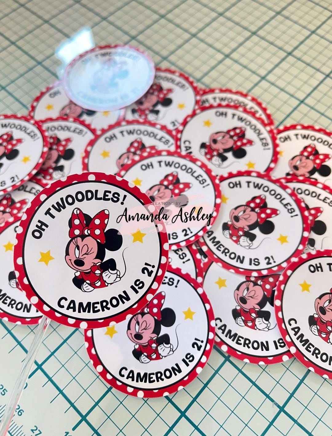 Red Polka Dot Mouse Party Favor Stickers, Red Polka Dot Party, Birthday ...
