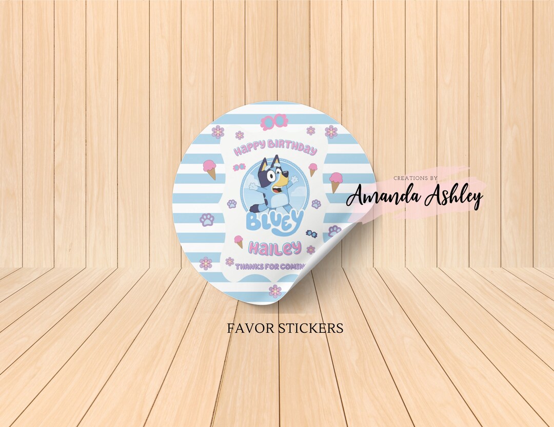 Bluey Party Stickers, Bluey Favor Stickers, Bluey Birthday, Bluey Party ...