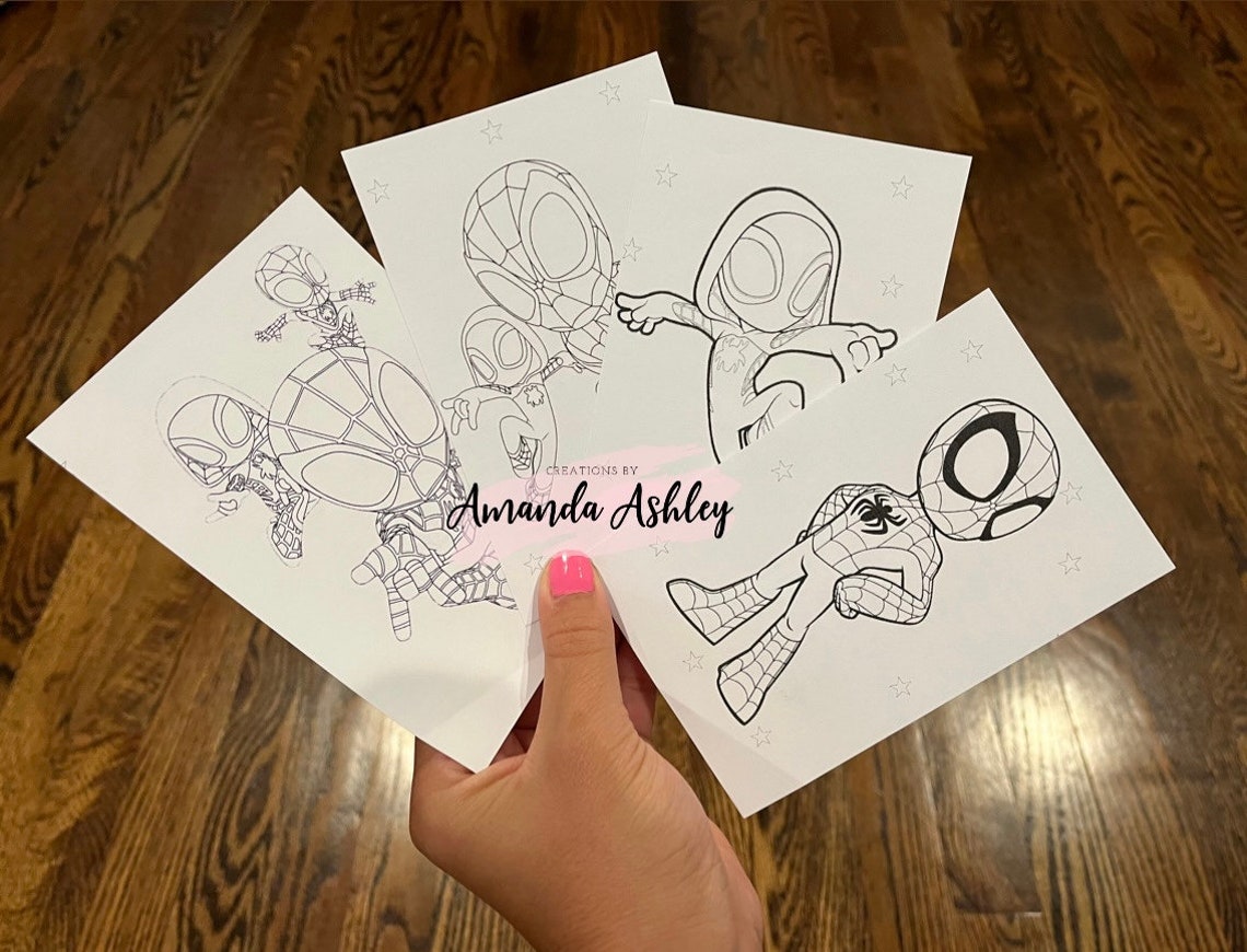 Spidey and Friends Coloring Pages Mini Coloring Pages Spidey - Etsy