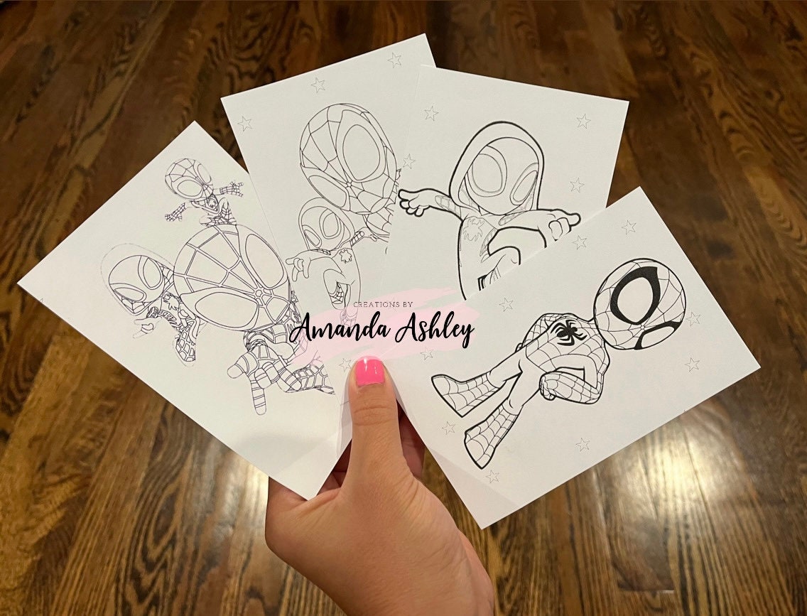Spidey and Friends Coloring Pages Mini Coloring Pages Spidey - Etsy