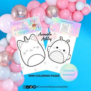 Squishie Coloring Favors, Mini Coloring Pages, Squish Birthday ...