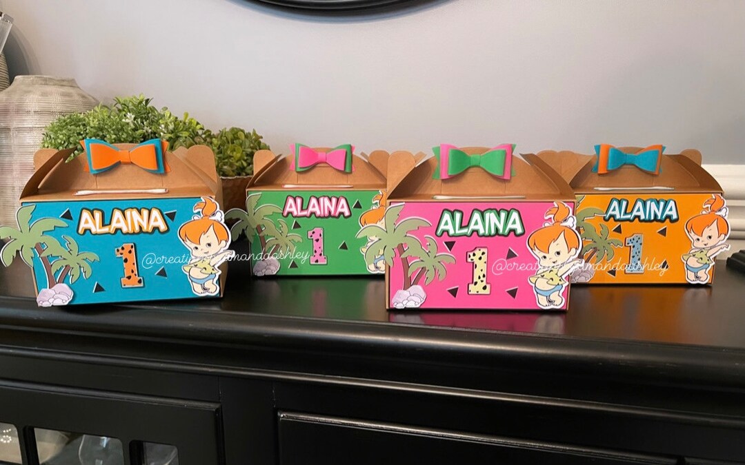Pebbles Favor Boxes, Pebbles Birthday, Pebbles Party Favors, Party ...