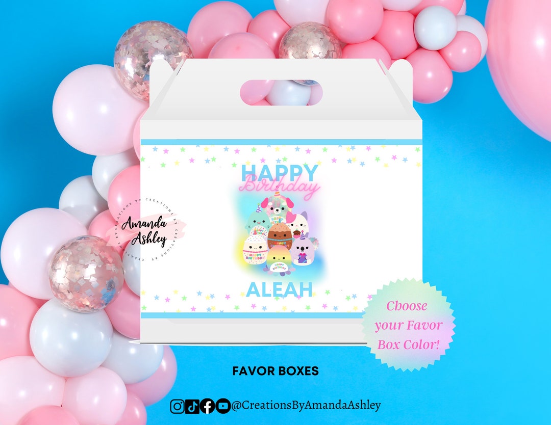 Squishie Favor Boxes, Gable Boxes, Squish Birthday, Squishie Themed ...