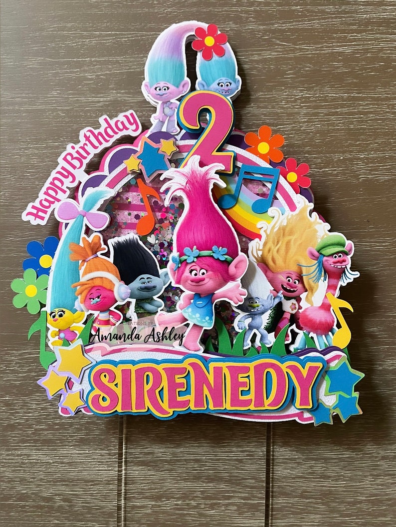 Trolls Cake Topper, Trolls Birthday Party, Trolls Birthday Decorations ...
