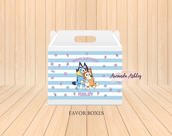Editable Bluey Popcorn Box for Girl Blue Popcorn Favor Bag Girl Bluey ...