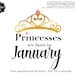 Princesses Are Born in January Svg, January Birthday Svg, January Svg ...