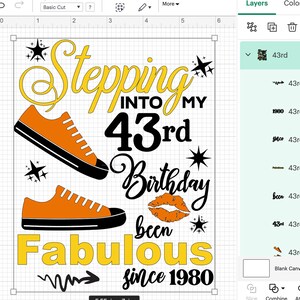 Stepping Into My 43rd Birthday Svg, Fabulous Since 1980 SVG, 43 and ...