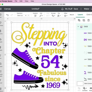 Stepping Into My 54 Chapter Fabulous Since 1969 Svg, 54th Birthday Svg ...