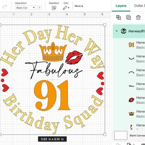 Her Day Her Way Birthday Squad Svg, 91st Svg, 91st Birthday Svg for ...
