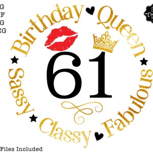 61st Birthday Svg, 61 and Fabulous Svg, Fabulous at 61 Svg, 61 and Fab ...
