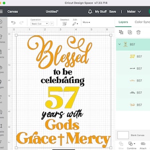 Blessed to Be Celebrating 57 Years With Gods Grace and Mercy Svg, 57th ...