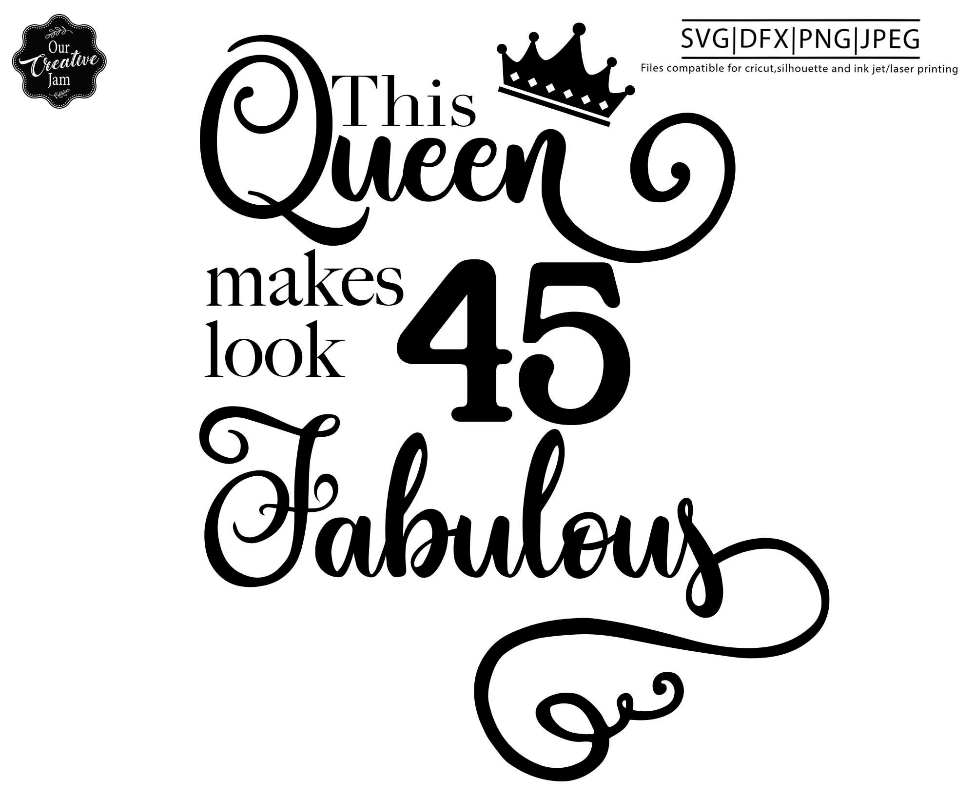 This Queen Makes 45 Look Fabulous Svg,45 and Fabulous Svg,45th Birthday ...