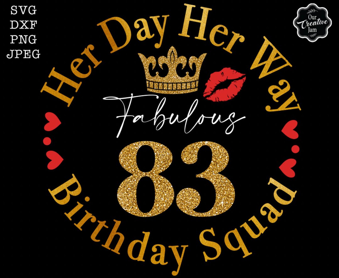 Her Day Her Way Birthday Squad Svg, 83rd Svg, 83rd Birthday Svg for ...