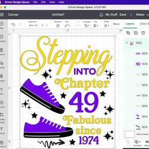 Stepping Into Chapter 49 Fabulous Since 1974 Svg, 49th Birthday Svg ...