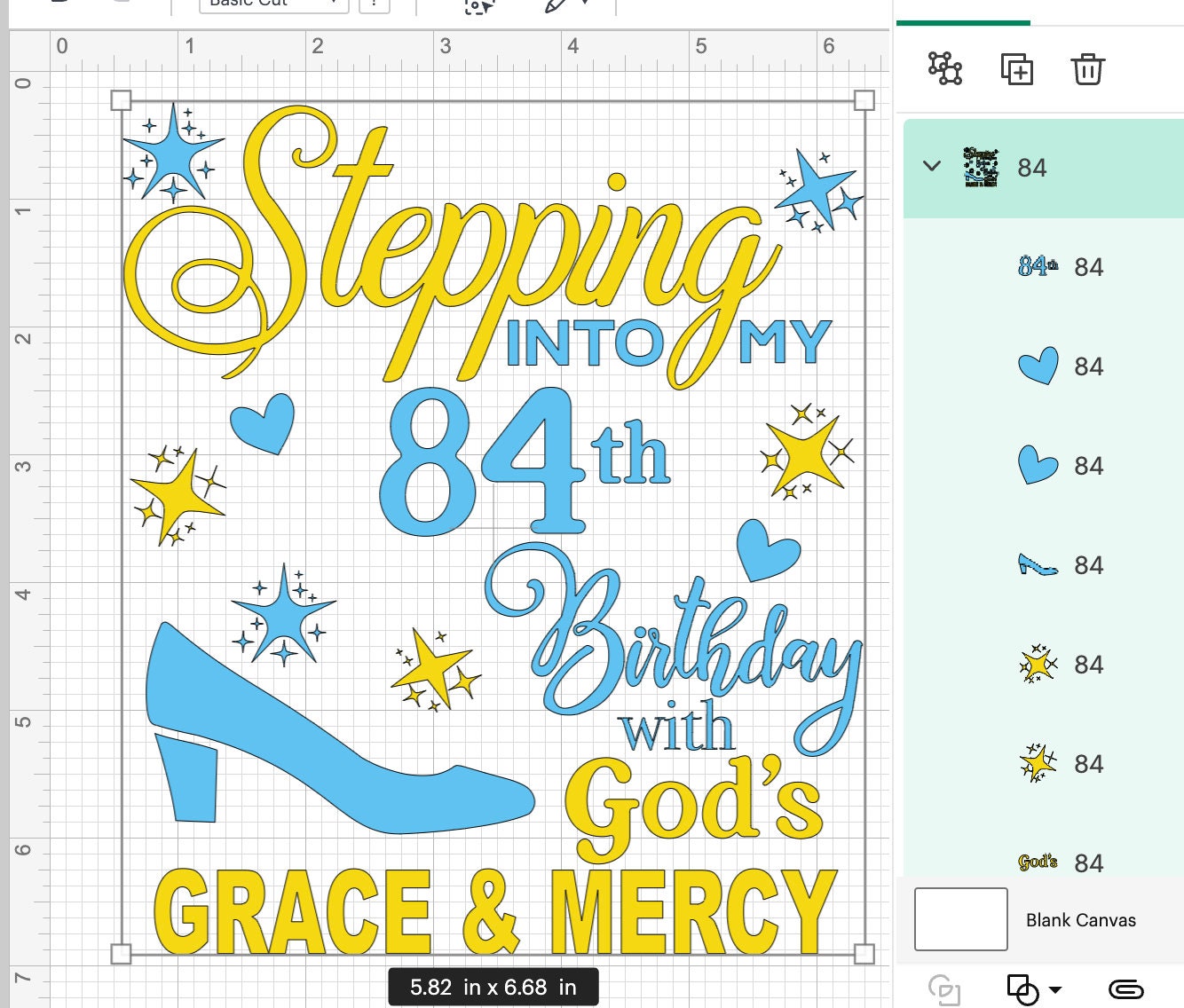Stepping Into My 84th Birthday With Gods Grace and Mercy Svg, 84 ...