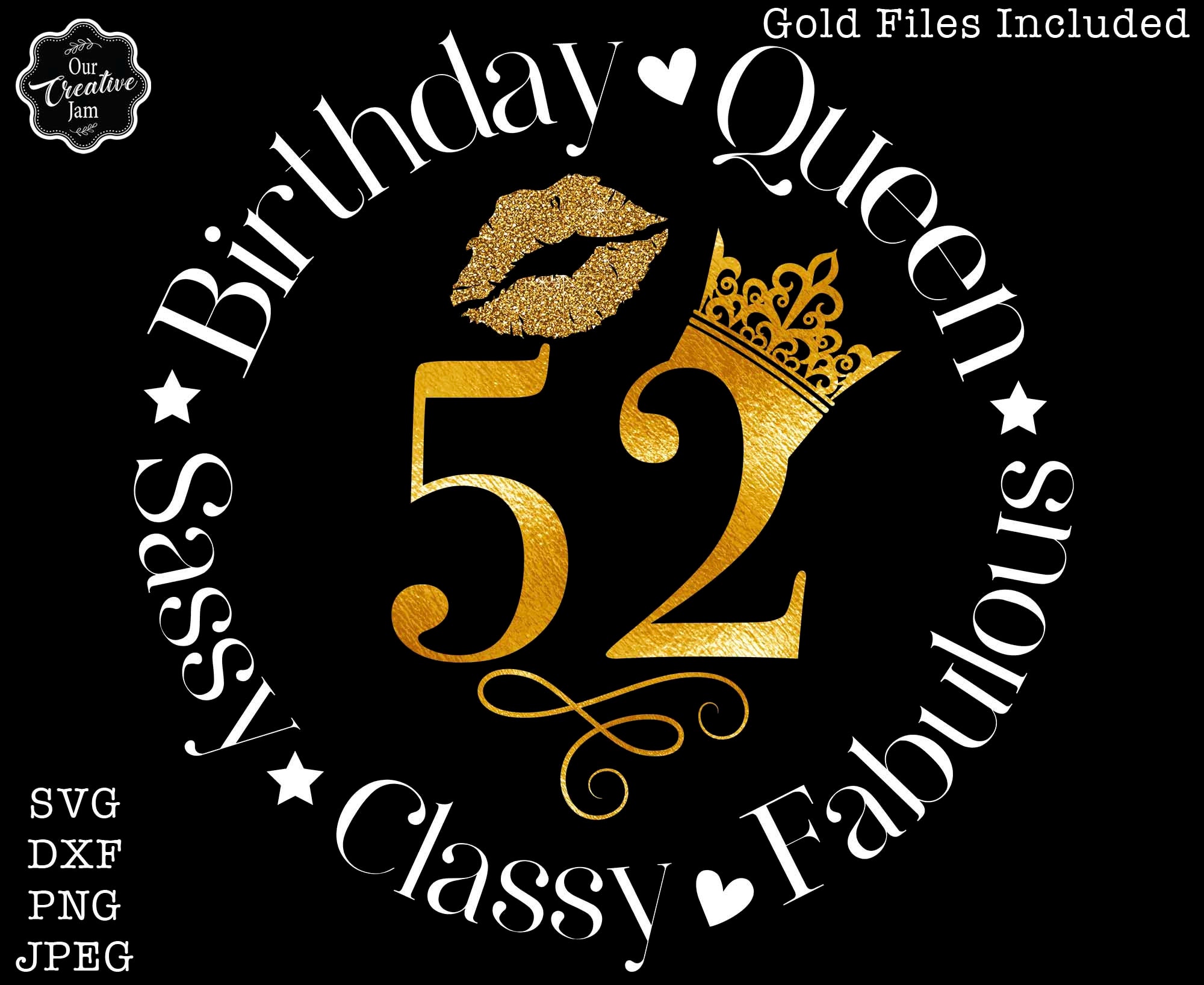 52nd Birthday Svg 52nd Birthday Svg for Women 52nd Svg 52 - Etsy