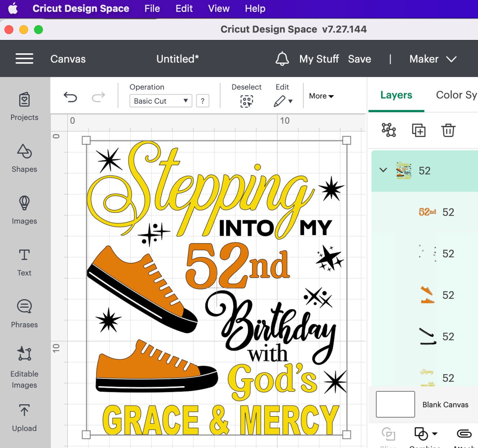 Stepping Into My 52nd With God's Grace and Mercy SVG, 52nd Birthday Svg ...