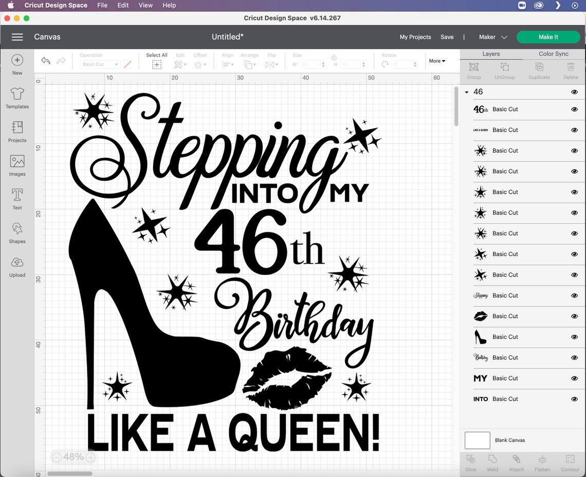 Stepping Into My 46th Like a Queen SVG, 46th Birthday Svg, 46 Birthday ...