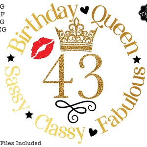 43 and Fabulous Svg, 43and Fab Svg, 43rd Birthday Svg for Women, 43rd ...