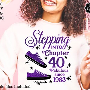 Stepping Into Chapter 40 Fabulous Since 1983 Svg, 40th Birthday Svg ...
