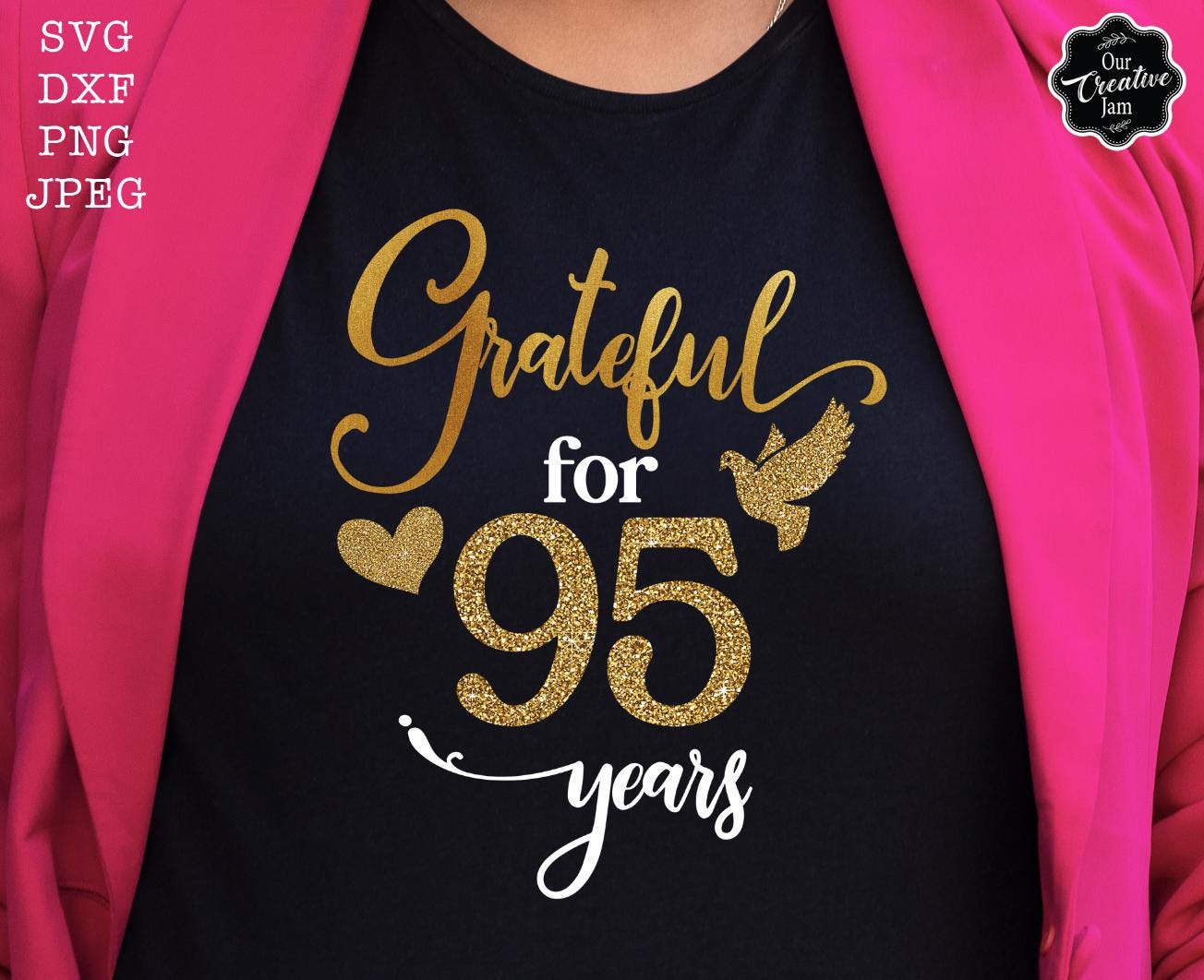 Grateful for 95 Years Svg, Grandma Birthday Svg, 95th Svg Woman, 95th ...