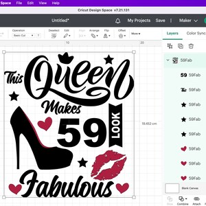 This Queen Makes 59 Look Fabulous Svg,59 and Fabulous Svg,59th Birthday ...