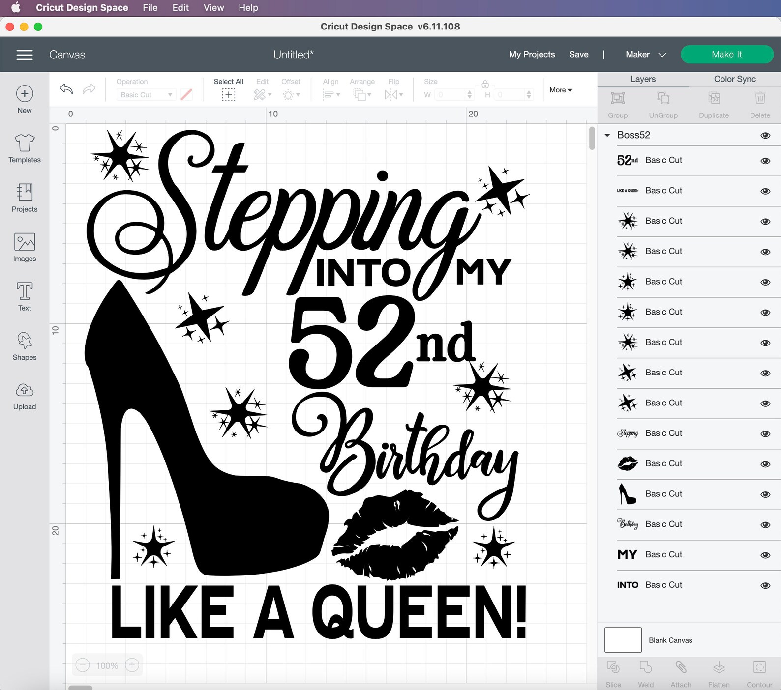 Stepping Into My 52nd Like a Queen SVG 52nd Birthday Svg 52 - Etsy