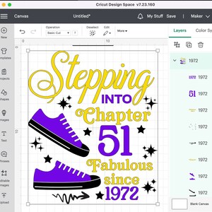 Stepping Into My Chapter 51since 1972 SVG, 51st Birthday Svg, Chapter ...