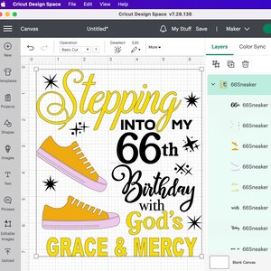 Stepping Into My 66th With God's Grace and Mercy SVG, 66th Birthday Svg ...