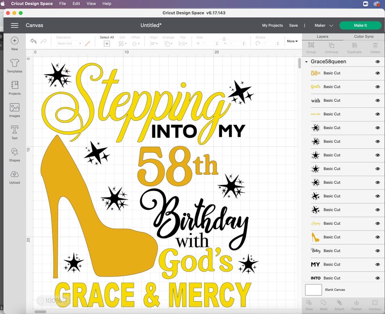 Stepping Into My 58th Birthday With Gods Grace and Mercy Svg, 58 ...
