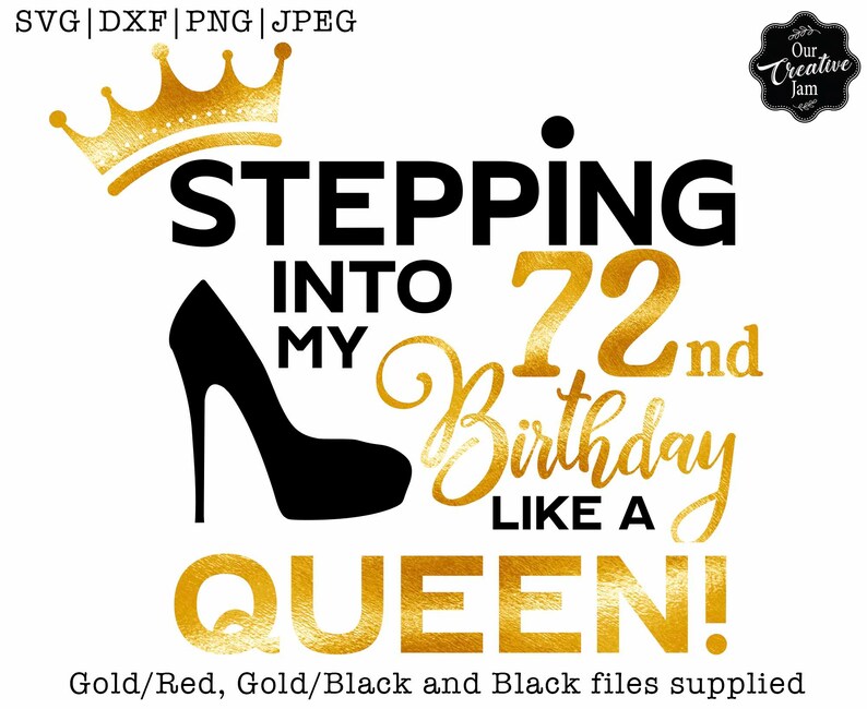 Stepping Into My72nd Birthday Like a Queen SVG 72 Birthday - Etsy