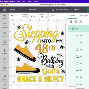 48th Birthday Svg, Stepping Into My 48th Birthday With Gods Grace and ...