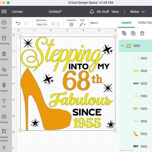 Stepping Into My 68th Birthday Fabulous Since 1955 Svg, 68 Birthday Svg ...