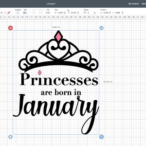 Princesses Are Born in January Svg, January Birthday Svg, January Svg ...