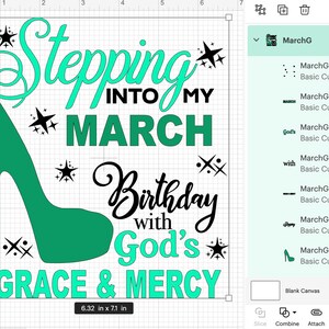 Stepping Into My March Birthday With Gods Grace and Mercy Svg, March ...