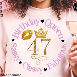47 and Fabulous Svg, 47 and Fab Svg, 47th Birthday Svg for Women, 47th ...