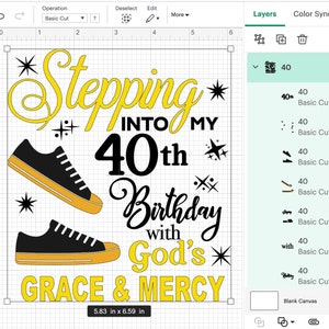 Stepping Into My 40th With God's Grace and Mercy SVG, 40th Birthday Svg ...