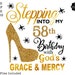 Stepping Into My 58th Birthday With Gods Grace and Mercy Svg, 58 ...