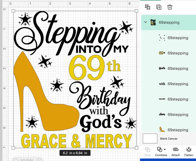 Stepping Into My 69th With God's Grace and Mercy SVG, 69th Birthday Svg ...