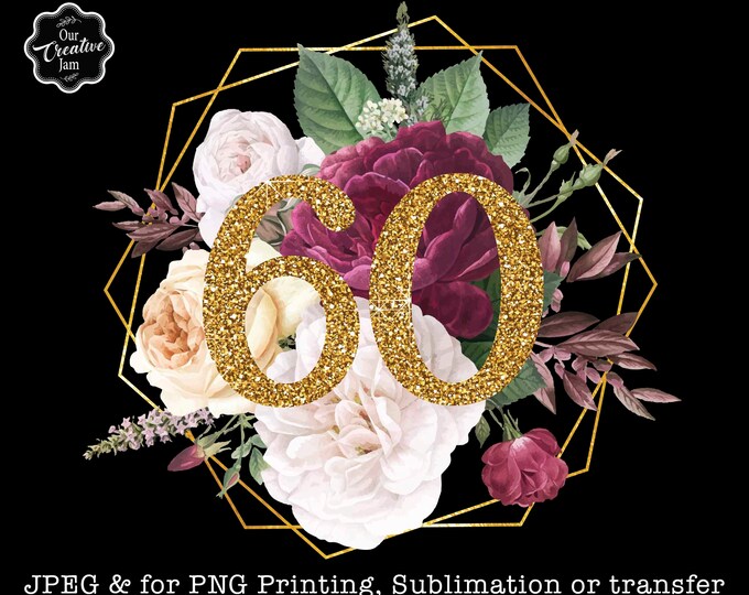 60th Birthday PNG, Sixty and Fabulous PNG, 60th Birthday Tshirt Design ...