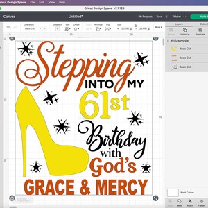 Stepping Into My 61st Birthday With Gods Grace and Mercy Svg, 61 ...