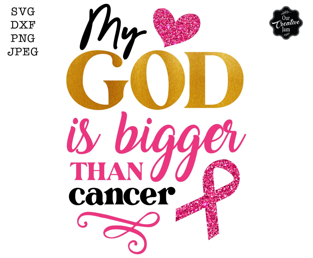 My God is Bigger Than Cancer Svg, Cancer Awareness Svg, Cancer ...