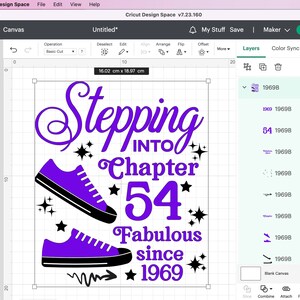 Stepping Into My 54 Chapter Fabulous Since 1969 Svg, 54th Birthday Svg ...
