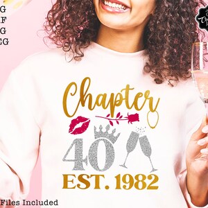 Chapter 40 EST 1982 Svg, Fabulous at 40 Svg, 40th Birthday Svg for ...