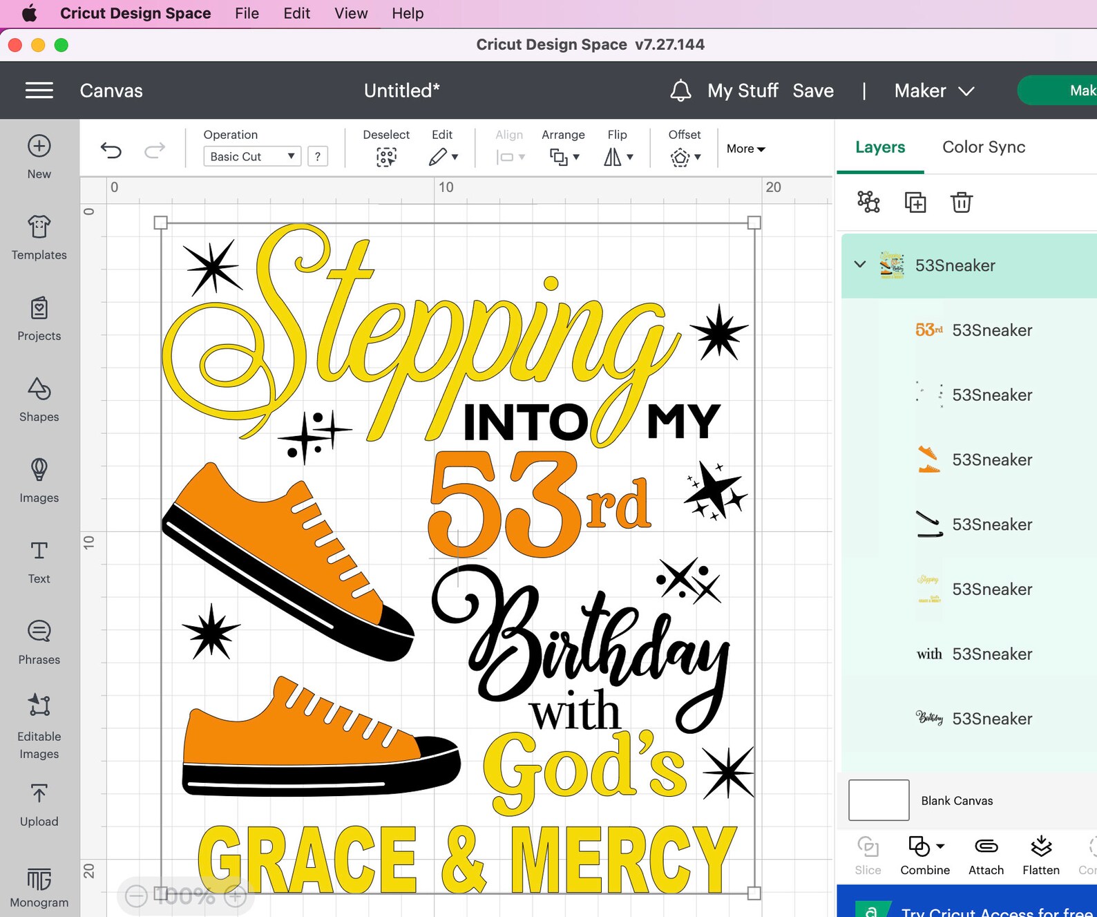 Stepping Into My 53rd With God's Grace and Mercy SVG, 53rd Birthday Svg ...