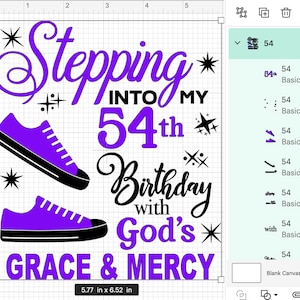 Stepping Into My 54th Birthday With God's Grace and Mercy Svg, 54th ...