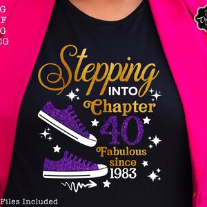 Stepping Into Chapter 40 Fabulous Since 1983 Svg, 40th Birthday Svg ...
